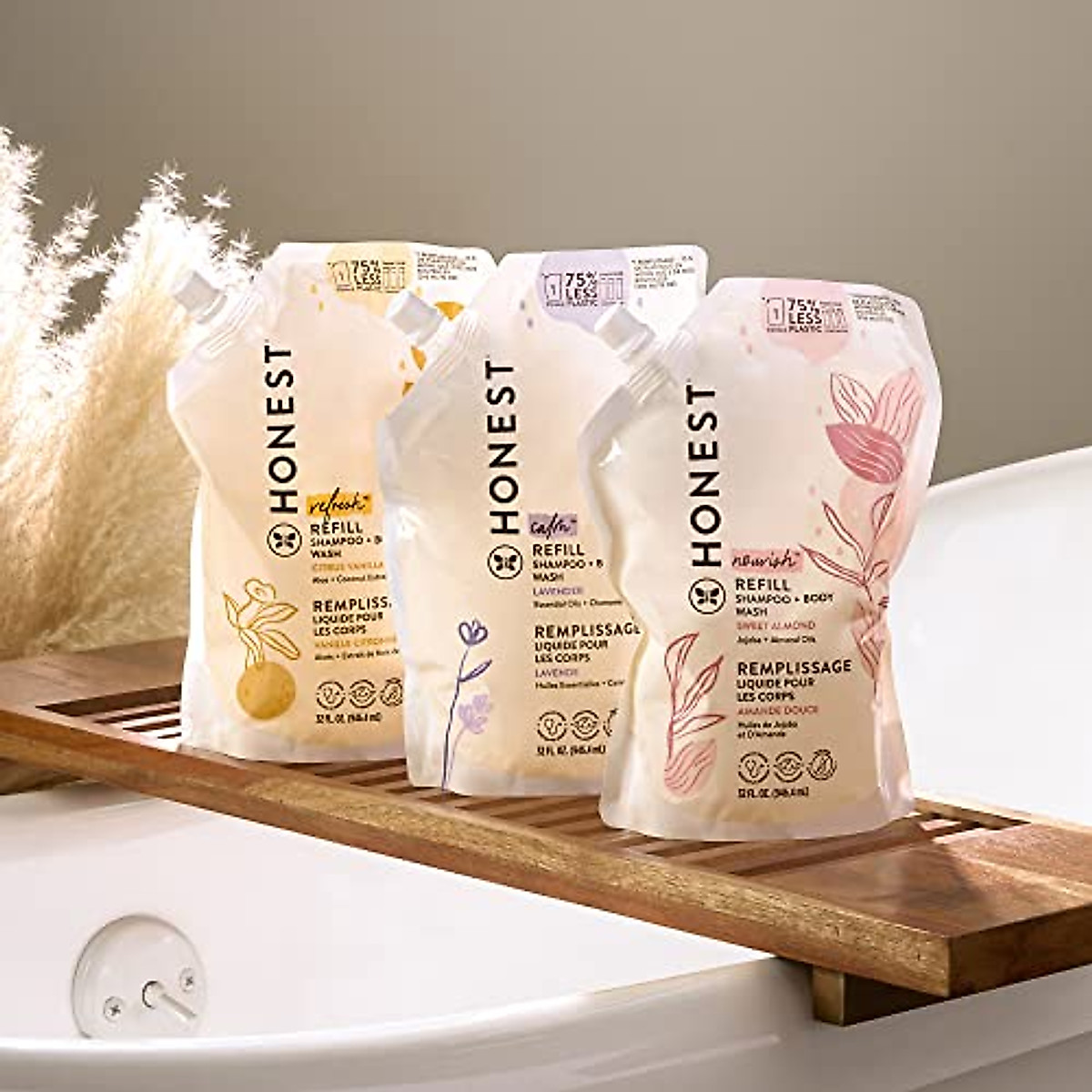 The Honest Company 2-in-1 Cleansing Shampoo + Body Wash Refill Pouch | Gentle for Baby | Naturally Derived, Tear-free, Hypoallergenic | Lavender Calm, 32 fl oz