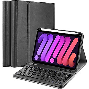 ProCase Keyboard Case for iPad Mini 7 (A17 Pro) 2024 / iPad Mini 6 2021, Detachable Wireless Keyboard Protective Cover Cases for 8.3 Inch iPad Mini 7th 6th Generation Gen Keyboard Case- Black
