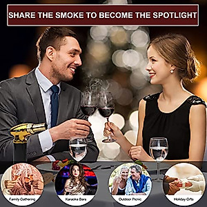 Adoay Cocktail Smoker Kit, Drink Smoker Gifts for Men w/4 Wood Chips/Torch/Whiskey Stones, Old Fashioned Smoker Kit Smoker Accessories for Whisky Smoker Bar Set Birthday Gifts