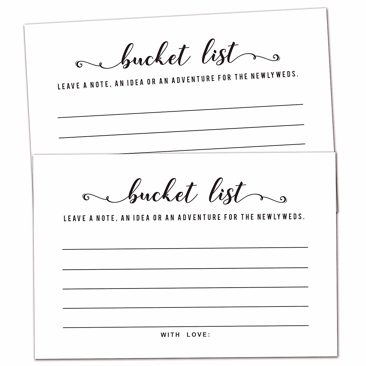 50 Wedding Bucket List Cards for Bridal Showers Wedding Reception Activities, Bucket List Suggestion Cards - Fun Party Game Activity Guestbook for Graduation, Retirement, Anniversary, and Birthday.