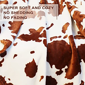 Cow Print Blanket Soft Fleece Flannel Lightweight Throw Blankets Warm Plush Cute Brown Cow Throw Blanket Sofa Couch Bed Camping Travel Cow Bedding Kid Baby Boys Girls Adults 50x60 inch