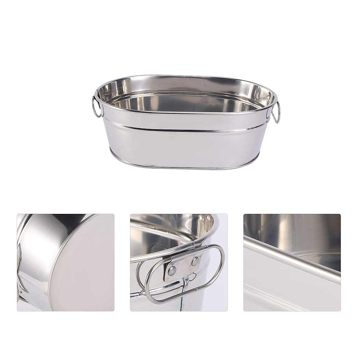 DOITOOL Galvanized Tub Galvanized Metal Tub, Beverage Tub for Parties, Galvanized Drink Tub Ice Bucket Oval Storage Bucket Ice Tub, 8.84x6.01x3.14 inch Galvanized Bucket