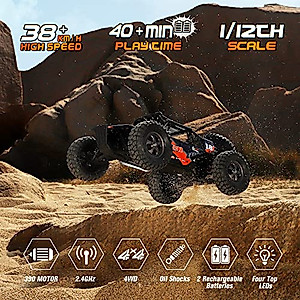 HAIBOXING Remote Control Car,1:12 Scale 4x4 RC Cars Protector 38+ KM/H Speed, 2.4G All-Terrain Off-Road Truck Toy Gifts for Boys and Adults Included Two Rechargeable Batteries Provide 40+ Min Playtime