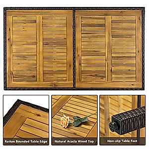 VINGLI 7 Pieces Patio Dining Set, Acacia Wood Patio Furniture Outdoor Dining Set for 6 Patio Dining Table for Garden and Yard