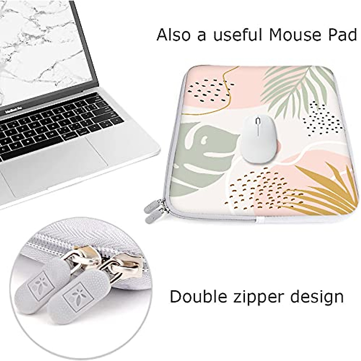 iCasso 13-13.3 inch Laptop Sleeve Bag, Waterproof Shock Resistant Neoprene Notebook Protective Bag Carrying Case Compatible MacBook Pro/MacBook Air - Morandi