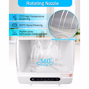 Bonxrdun Countertop Dishwasher, Portable Dish Washer, 5 Washing Modes, 360° Cleaning, Energy Efficient, Low Noise, Perfect for Small Families, Compact Size for RVs & Kitchens