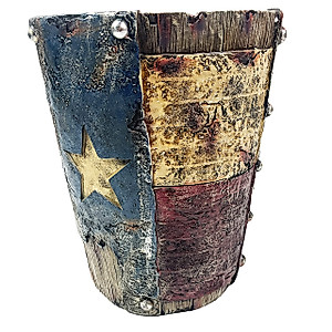 Urbalabs Rustic Texas Flag Distressed Western Rustic Bathroom Trash Can Office Waste Basket Country Decor Rustic Office Garbage Can Cowboy Gun Decor Bathroom Decor Man Cave Western Waste