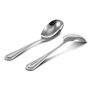 SET OF TWO (2) - Elegant Regency Line Tabletop Flatware Serving Spoon, Serving Utensil, Buffet Banquet Serving Spoons, 18/8 Gauge Mirror-Polished Stainless Steel