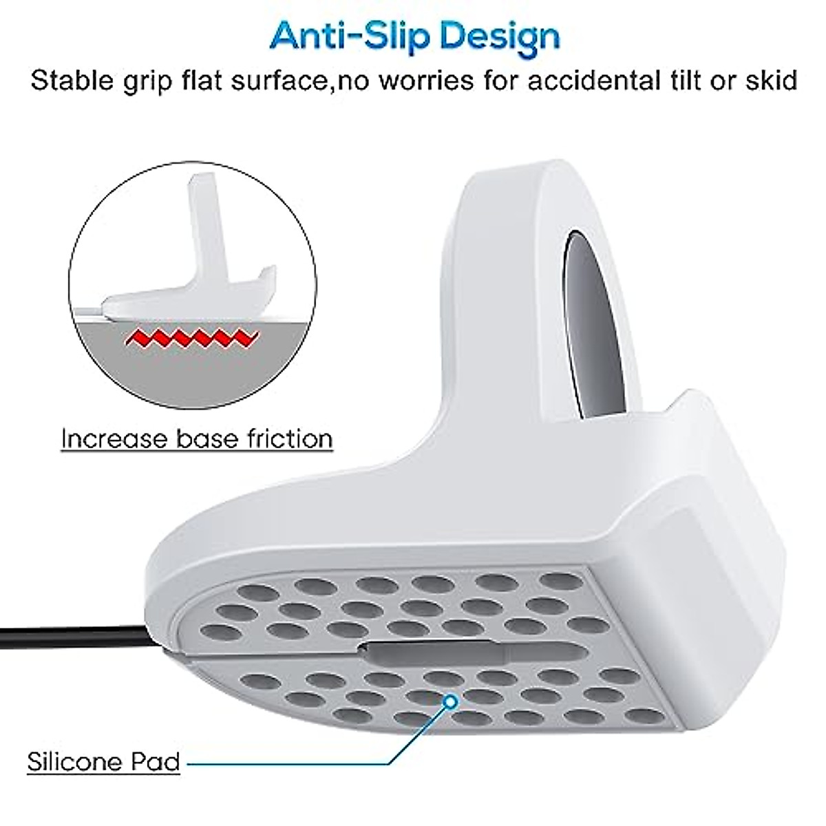 Stand for Samsung Galaxy Watch 7 40,44mm /Watch Ultra/Watch 6 Classic/Watch 5/Watch 5 Pro Charger,Non-Slip Silicone Charger Dock Accessories Support Charging Holder -White, Charger Cable Not Included