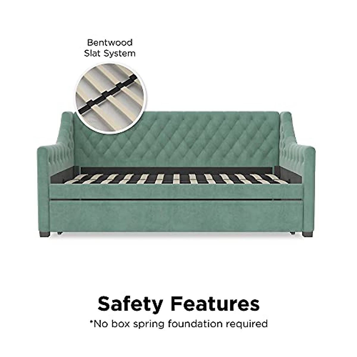 Little Seeds Ambrosia Diamond Tufted Upholstered Design Daybed and Trundle Set, Twin Size Frame, Teal