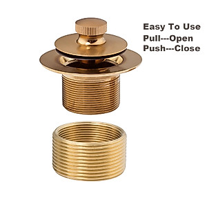 Artiwell Push & Lock Tub Trim Set with Single-Hole Overflow Faceplate, Bathtub Conversion Kit Assembly with Conversion Bar, Universal Fine/Coarse Thread, No Putty Installation (Brushed Gold)