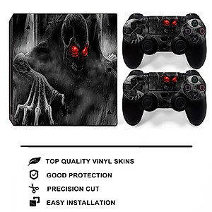 FYPRO Ps4 Pro Skin Sticker The Skull for Sony Playstation 4 Pro Console Protection Film and 2pcs Controller Skins 1#