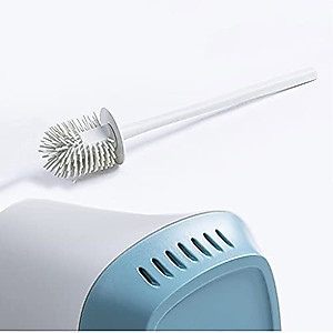 Toilet Brush Floor-Standing Punch Long Handle Soft Brush for Washing Toilet No Dead Ends Toilet Bowl Brush Home Toilet Cleaning Tools Bathroom Toilet Brush Holder Furniture (Color : Blue)