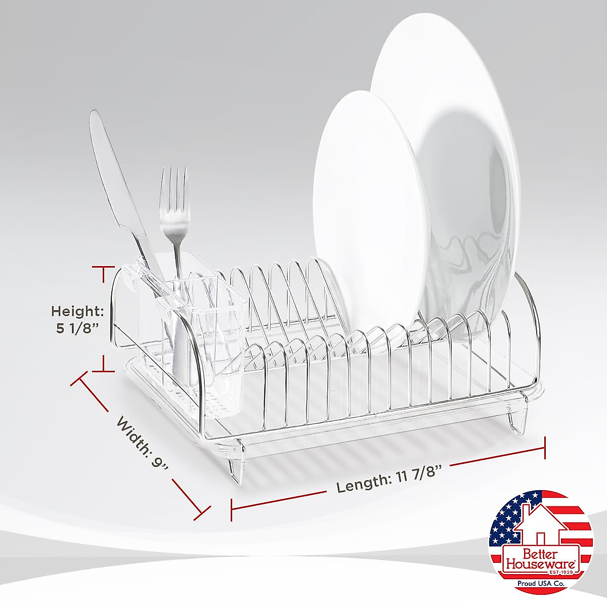 Better Houseware 3423 Compact Dish Drainer Set, Stainless 12" x 9" x 5"