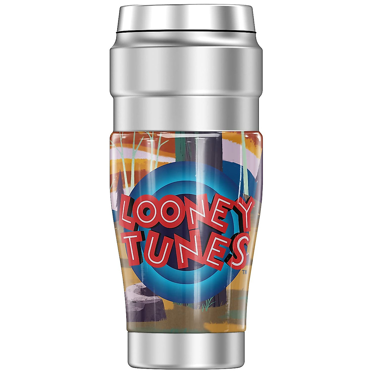 Looney Tunes Bugs And Elmer THERMOS STAINLESS KING Stainless Steel Travel Tumbler, Vacuum insulated & Double Wall, 16oz
