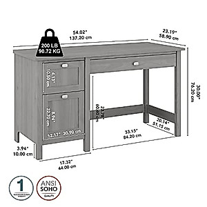 Bush Furniture Broadview Computer Desk with Drawers, 54W, Modern Gray