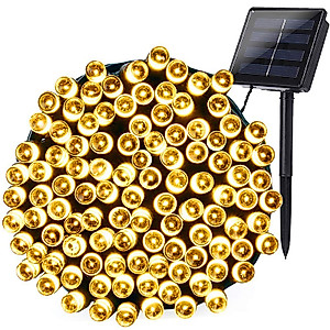 Joomer Solar Christmas Lights 72ft 200 LED 8 Modes Solar String Lights Waterproof Solar Fairy Lights for Christmas Decorations (Warm White)