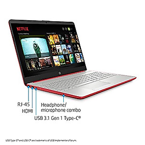 HP Notebook 15 Laptop Computer I 15.6” Diagonal HD Display I Intel Pentium Gold 6405U Processor I 4GB DDR4 256GB SSD + 500G HDD I Intel UHD Graphics I USB-C HDMI Win10Pro Red + 32GB MicroSD Card