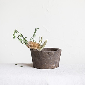 Creative Co-Op Reclaimed Decorative Concrete Feeder, Distressed Brown Finish Container