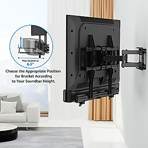 MOUNTUP Universal Soundbar Mount Sound bar Bracket for Mounting Above or Under TV,Low Profile Adjustable Shelf with 6.5" Fits Most Soundbar with Holes/Without Holes up to 15LBS for Saving Space MU9121