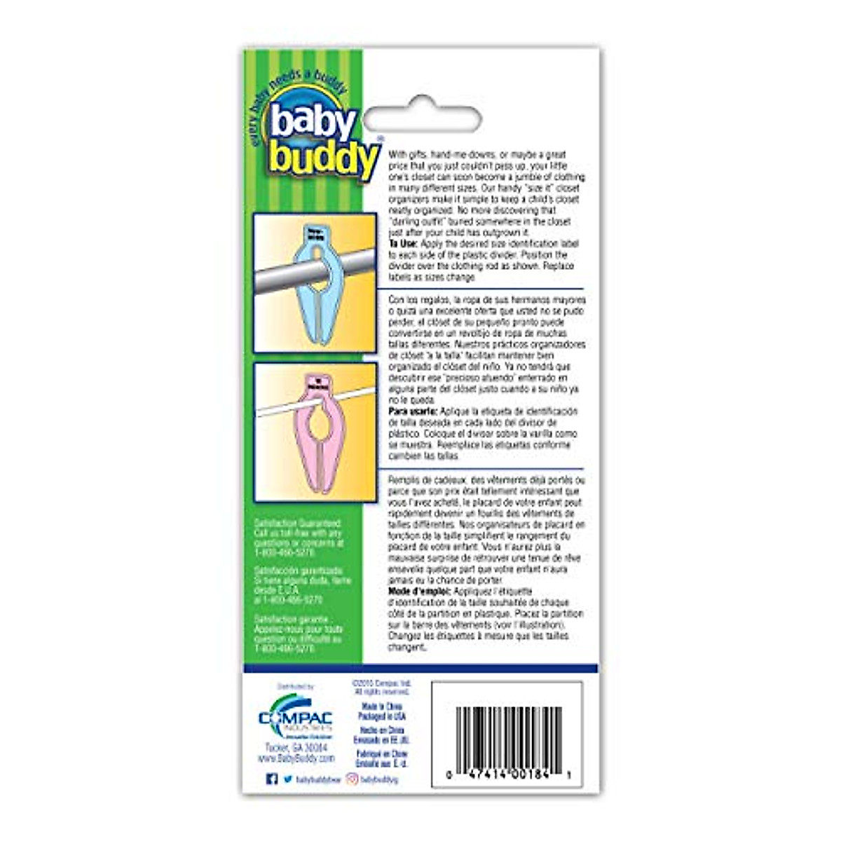 Baby Buddy Size-It Closet Organizers, Size Dividers for Nursery Organization, Pink, 5 Count