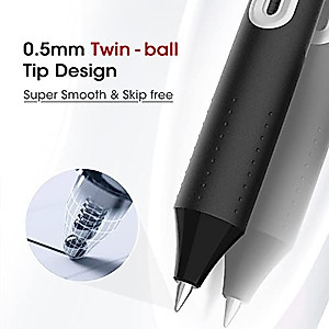 Writech Retractable Liquid Rollerball Pen: Click Silent Multicolor Rolling Ball Pens Black & Red Ink Color-Writing Journaling Notetaking Sketching 8ct Smooth 0.5mm Fine Point Tip No Bleed Smear Smudge