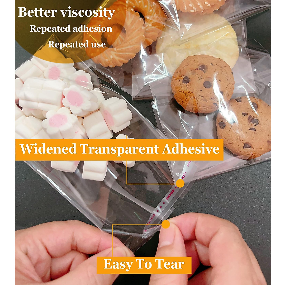 Cookie Bags 4x6 Inch,320 Pcs Clear Cellophane Bags for Packaging Cookies & Treats - Self-Sealing,Plastic Wrappers for Bakery Packaging and Gifts