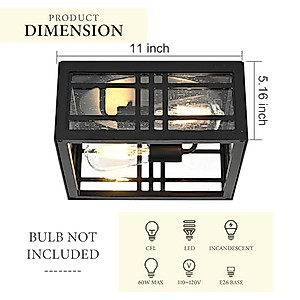 Betklamp Square Ceiling Light Fixtures Flush Mount Lighting Fixtures, 2-Light Porch Ceiling Lights Outdoor Ceiling Light Fixture for Porch Hallway Kitchen Entryway