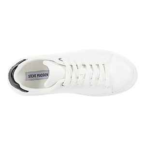 Steve Madden Women's Catcher Sneaker, White Black, 7