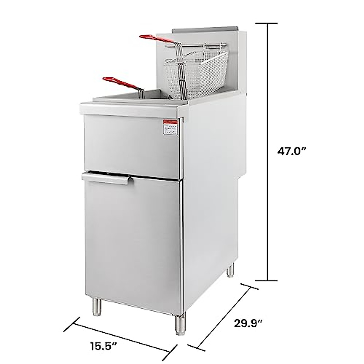 WMAOT 55 lbs Capacity 200-400°F Gas Floor Fryer, 4 Tube Commercial Deep Fryer with 2 Baskets, Restaurant Stainless Steel Natural Gas Upright Fryer, Deep Floor Fryer 120,000 BTU