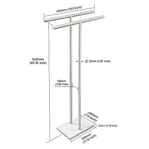 EADOT 40.3 Inch Standing Towel Rack Bath Sheet Holder with Marble Design Base for Bathroom Floor 2 Tier Towel Holder Stand 304 Stainless Steel Brushed Nickel(Same Height)