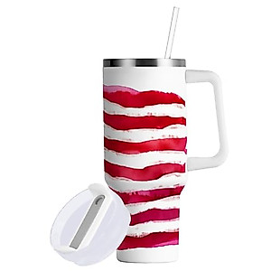 ODAWA Large Travel Insulated Tumblers with Lid and Straw, Usa Flag Double Wall Insulated Tumbler
