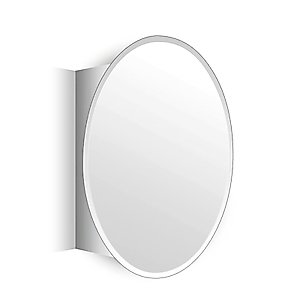 ZAYEN Bathroom Mirror Cabinet, Oval Bathroom Mirror with Shelf Stainless Steel Metal Bathroom Mirror Cabinet Wall-Mounted Mirror Storage Cabinet