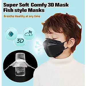 Disposable Face Masks for Kids, KF94 Masks, 4 Layer Face Masks,Black Masks, 50 PCS