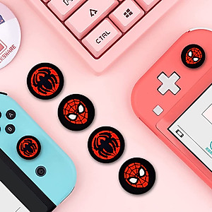 PERFECTSIGHT Spider Switch Joycon Thumb Grips, Cut Animal Joystick Caps for Nintendo Switch, 4 PCS Thumbstick Cover for Switch Lite, Switch OLED, Analog Stick Button Cover for NS Controller