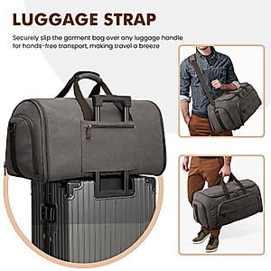 S-ZONE Carry On Garment Bag for Travel Convertible Garment Duffle Bag Suit Bags for Men Women Travel 2 in 1 Hanging Suitcase Business Travel Bag with Toiletry Bag, Gery, 50l