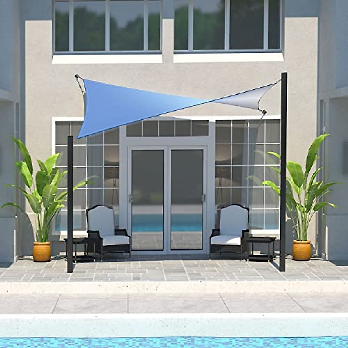 Coolaroo 95% UV Block Dualshade Outdoor Sun Shade Sail with Hardware Kit, 12' Square, Santorini