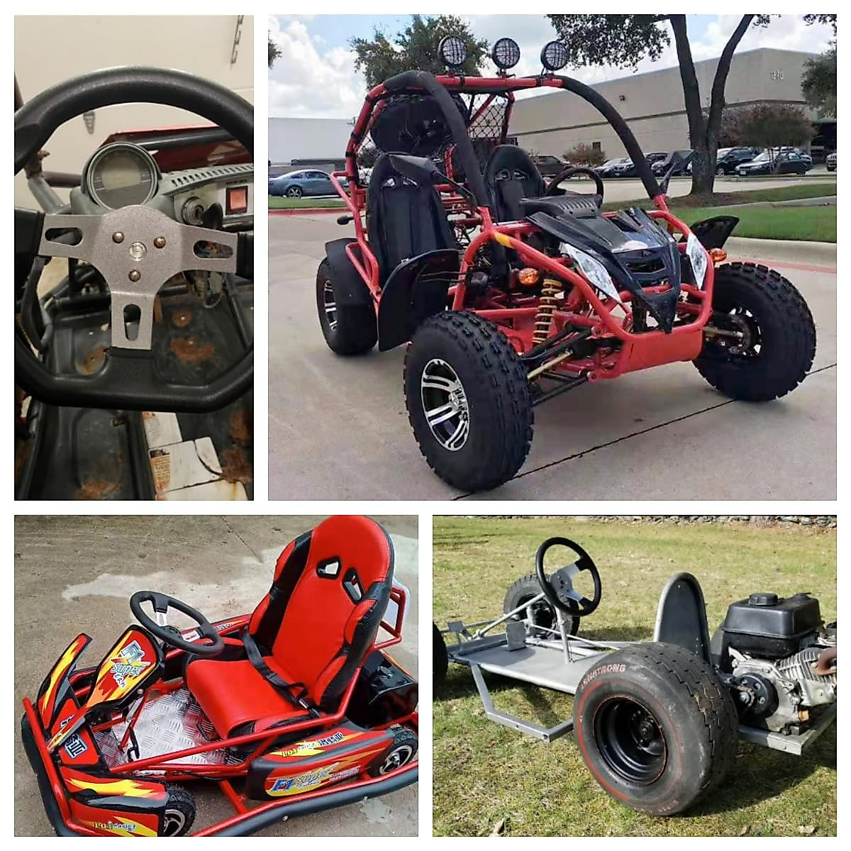 10.5inch/27cm Kart Steering Wheel - 3 Spokes Quick Release Off-Road Cart Steering Wheel Interior With Holes For Go Kart Beach Kart Replacement Vehicle Universal (10.5inch/27cm - Black)