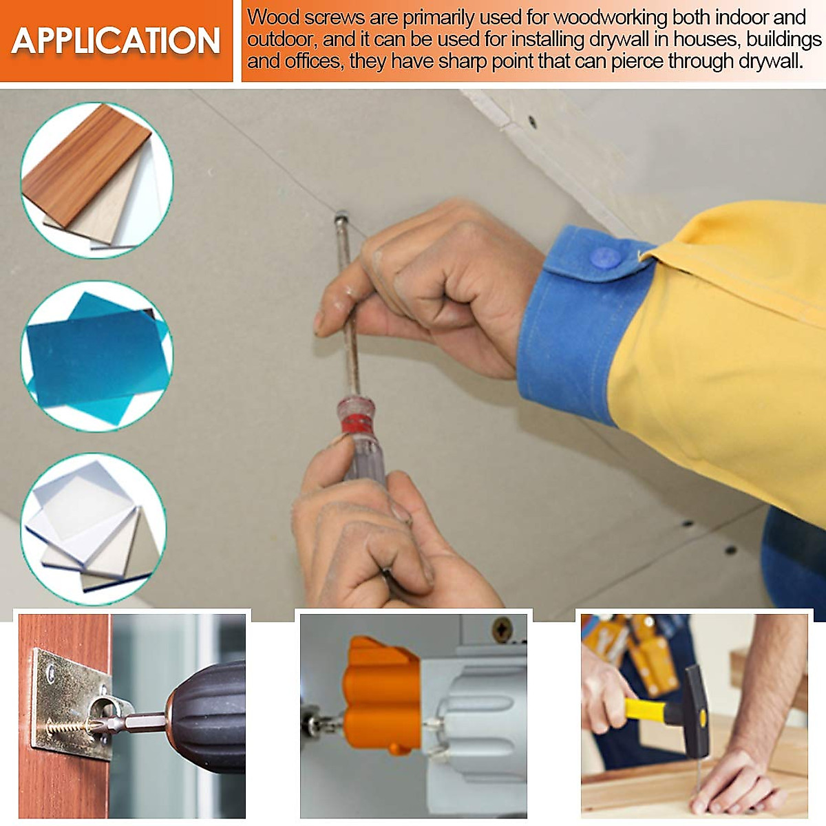 Rustark 420 Pcs [#7 5/8'' to 2-1/2''] Zinc Plated Coarse Thread Phillips Drywall Screws with Bugle Head Assortment Kit for Drywall Sheetrock and Wood