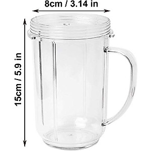 Wadoy MB1001 16oz Bullet Cups Compatible with Magic Bullet Blender Juicer 250W MB-1001 Party Cups Mugs with Colored Lip Rings (Pack of 4)