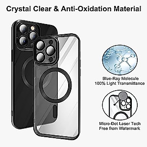 Karrint Clear iPhone 13 Pro Max Magnetic Case with Leather Magnetic Wallet Card Holder [Compatible with MagSafe] [Anti Yellowing] Soft TPU Slim Shockproof Case for iPhone 13 Pro Max Wallet Case-Black