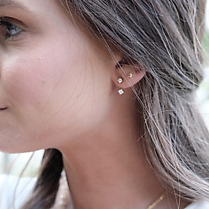 Double CZ Ear Jacket Front & Back Earrings - .925 Sterling Silver