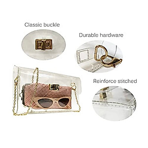 expouch Clear Purse Crossbody Shoulder Bag Handbag for Women, Stadium Approved (gold)