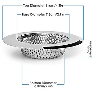3 Pack Kitchen Sink Strainers, SENHAI 4.3" Diameter Stainless Steel Sink Hole Cover Basket for House Bathroom Kitchen Sinks, Anti-Clogging & Rust-Free & Corrosion-Free