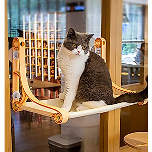 Cat Window Perch,Cat Hammock Window with Two Modes of Use and Easy to Install, Cat Window Bed with Powerful Suction Cups and Easy Cleaning, for Large Fat Cats or Two Cats ，Orange