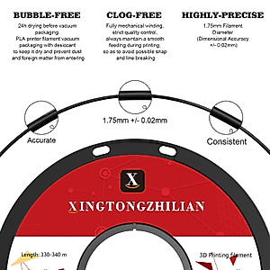 PLA 3D Printer Filament, PLA Filament 1.75mm for 3D Printing, Dimensional Accuracy +/- 0.02mm, Black 1kg Spool (2.2lbs)