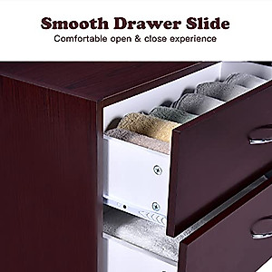 Giantex 2-Drawer Dresser Retro Stackable Storage Cabinet with Handles, Smooth Slide Rail, Storage Closet Cube for Home&Office Use, Multifunctional Nightstand Sofa Beside Table Drawer Chest (1, Brown)