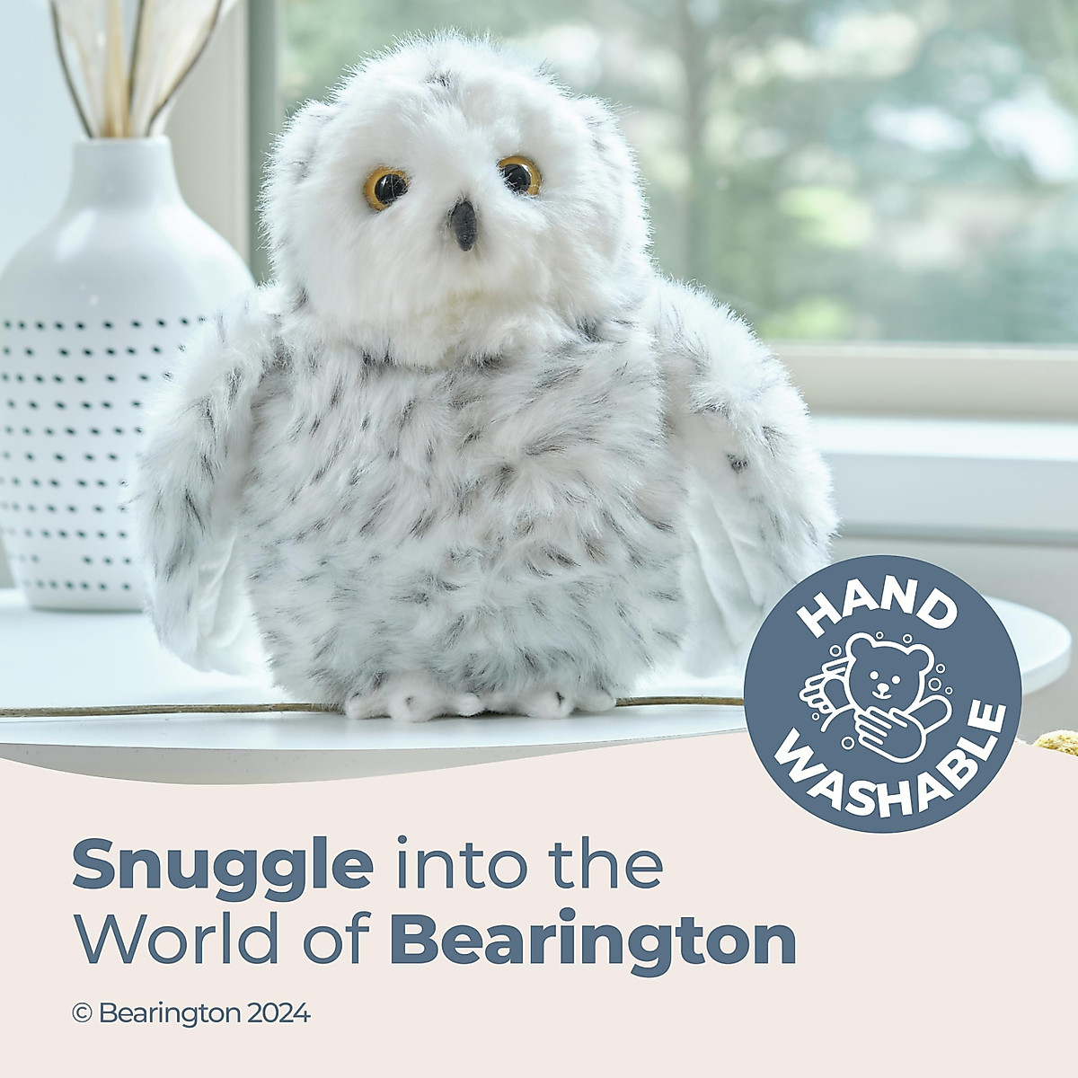 Bearington Snowy The Owl Stuffed Animal, 8 Inch Plush Owl