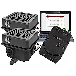 Linortek Netbell-2-2Buz TCP/IP Network Break Buzzer System with Two 4” Extra Loud Buzzers for Industrial Factory Warehouse Lunch Break Time Alert Signalling w/Web-Based Scheduling Software