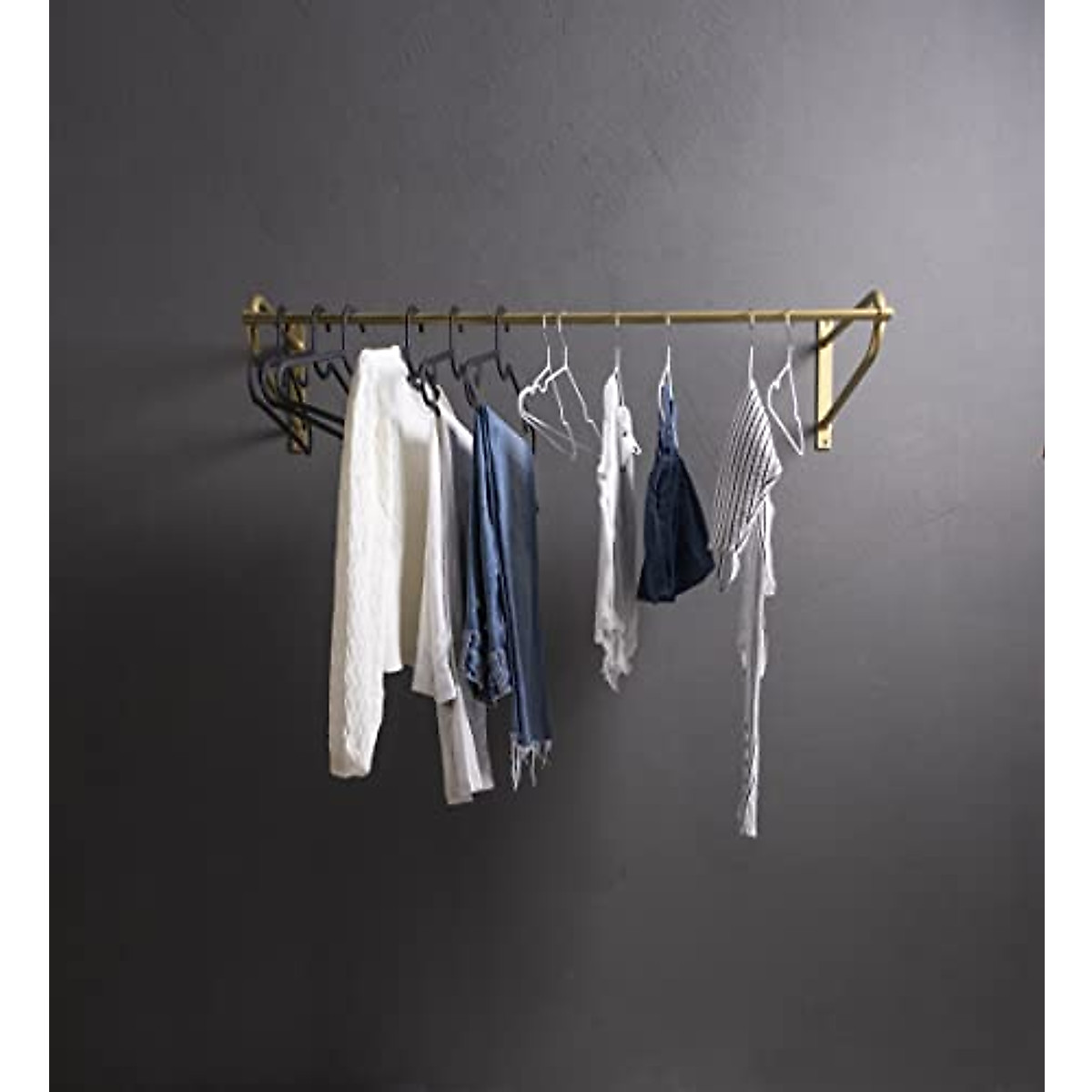 VEGAINDOOR City Edition Wall Mounted Clothes Rack for Hanging Clothes , Retail Display Clothes Rod ,Garment Rack, Space Saving Wall Mount Garment Bar, Gold Clothing Rack ,39.4" (Gold)